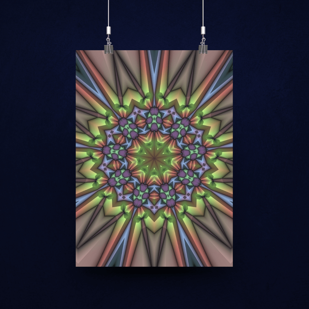 Shining Star - Abstract Art Kaleidoscope Style - A2 Poster - Silvy Tanamas